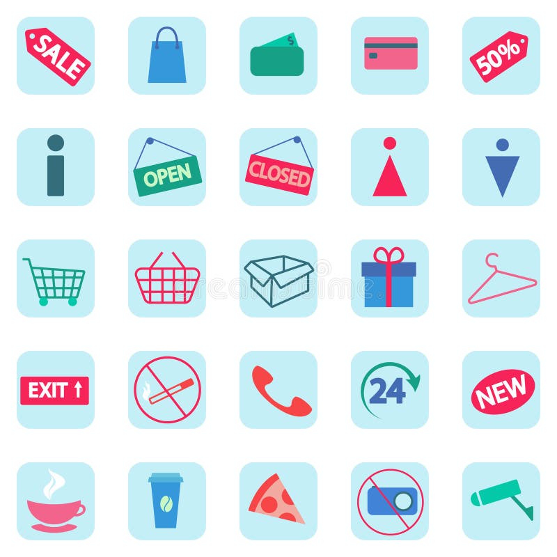 Set of Shopping Icons. Colored Icons. Flat. Vector Stock Vector ...