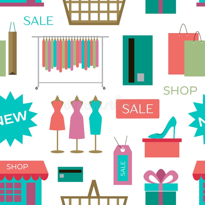 Set of Shopping Icons Pattern Stock Vector - Illustration of online ...