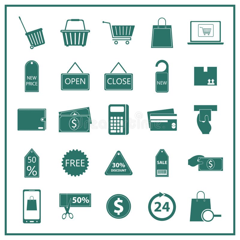 Set of Shopping Icons. Vector Illustration Decorative Design Stock ...