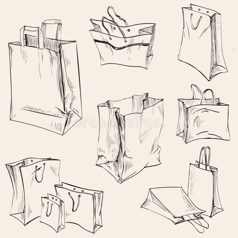 Set Shopping Paper Bags Crumpled Vector Illustration. Stock Vector ...