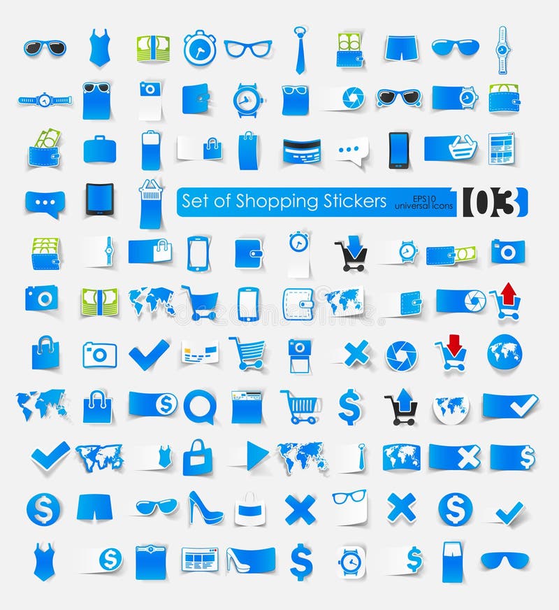 Set of shopping stickers stock vector. Illustration of information ...