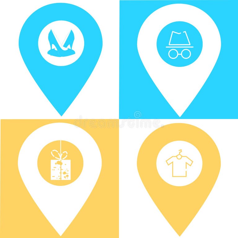 Set of Shopping Store Location Map Pin Icon. Element of Map Point for ...
