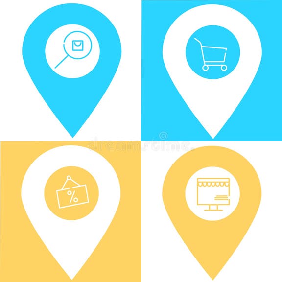 Set of Shopping Store Location Map Pin Icon. Element of Map Point for ...