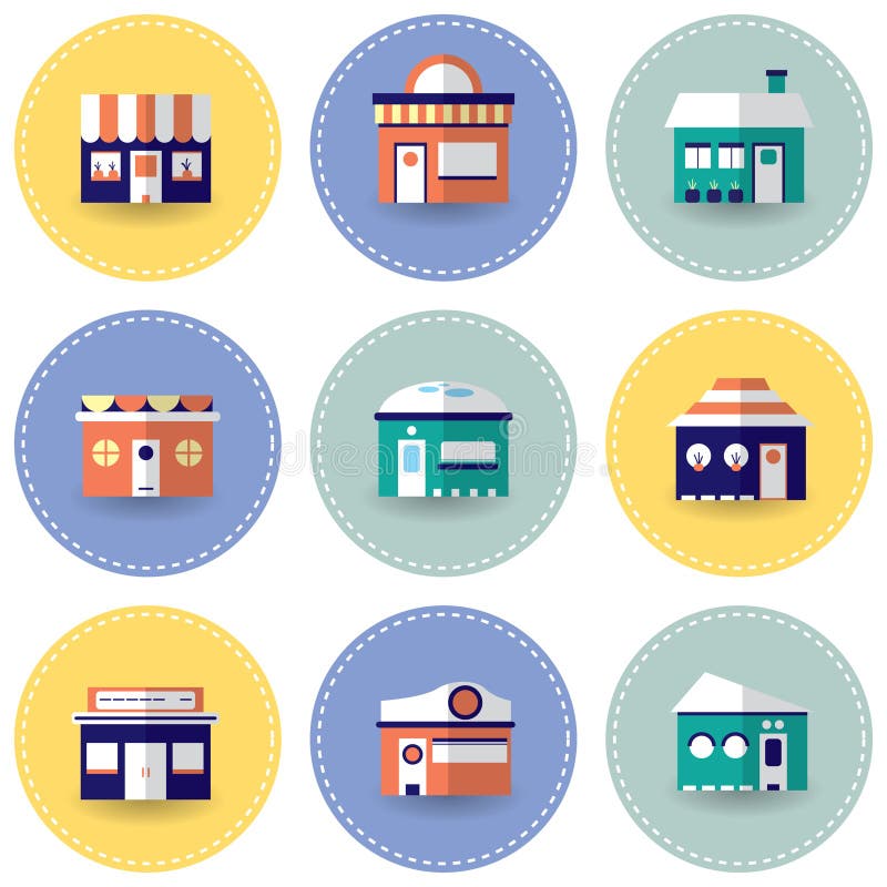Set of Shops. Vector Illustration Decorative Design Stock Vector ...
