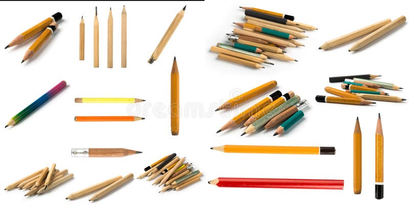Set of Short Pencils on Isolated Background Stock Photo - Image of draw ...