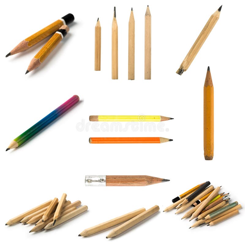 Set of Short Pencils on Isolated Background Stock Photo - Image of ...