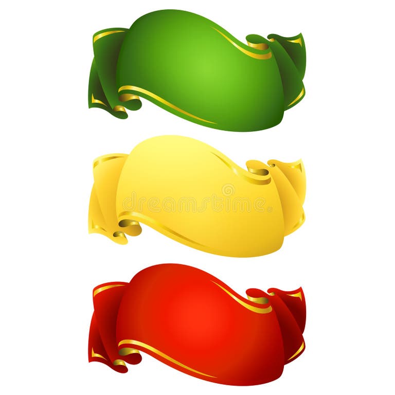 Set of 3 Short Ribbon Banners Stock Vector - Illustration of ...