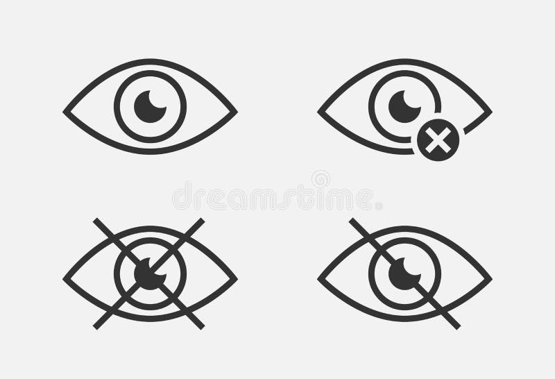 Set Show Password Icon, Eye Symbol. Vector Vision Hide from Watch Icon ...
