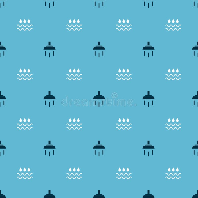 Set Shower and Wave with Water Drop on Seamless Pattern. Vector Stock ...
