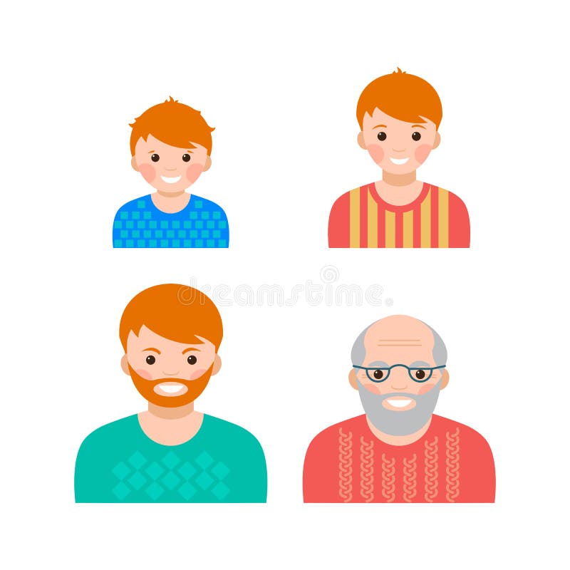 Set of Showing the Process of Aging from Child To Senior Stock ...