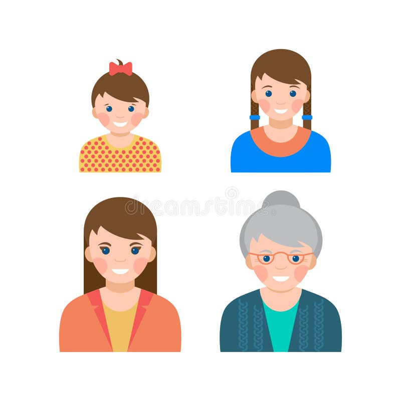 Set of Showing the Process of Aging from Child To Senior Stock Vector ...