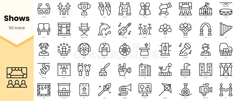 Set of Shows Icons. Simple Line Art Style Icons Pack Stock Vector ...