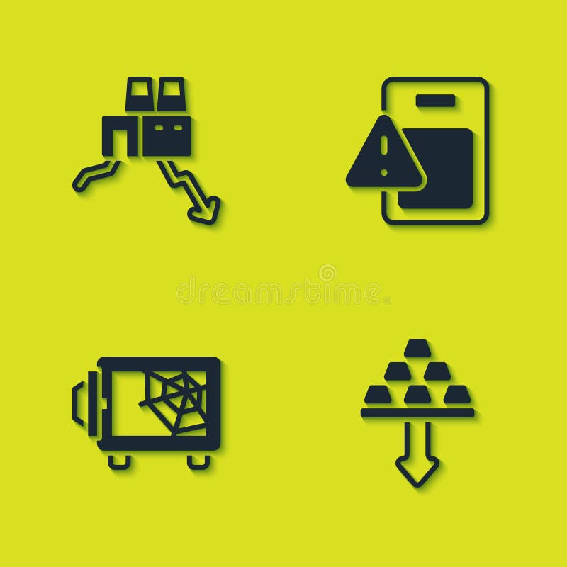 Set Shutdown of Factory, Gold Bars, Safe and Global Economic Crisis Icon. Vector Stock Vector ...