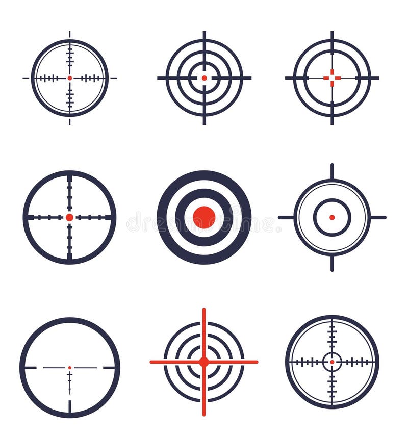 A Set of Sights and Targets with a Red Dot in the Middle Stock Vector ...