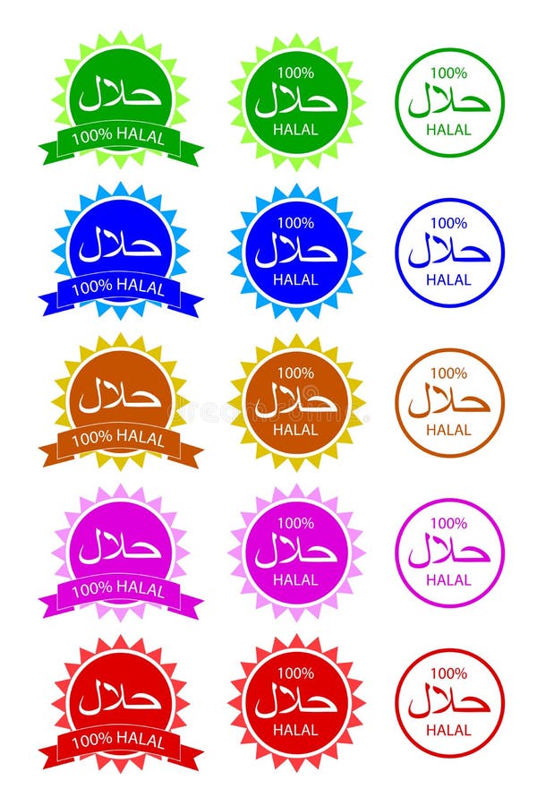 Set Sign, Halal Isolated on White Background Stock Illustration ...