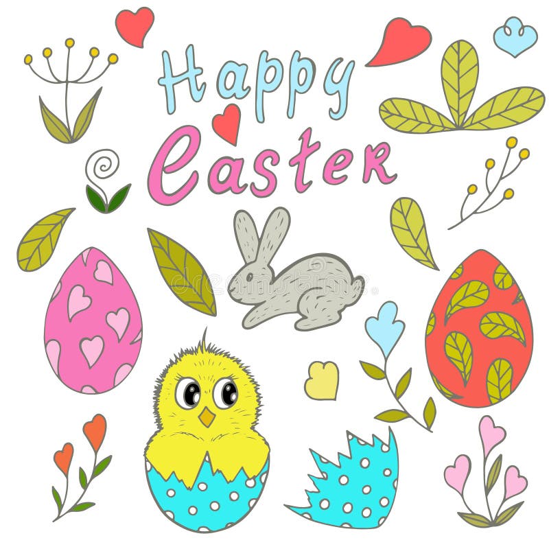 Set with the Sign of Happy Easter Stock Vector - Illustration of ...