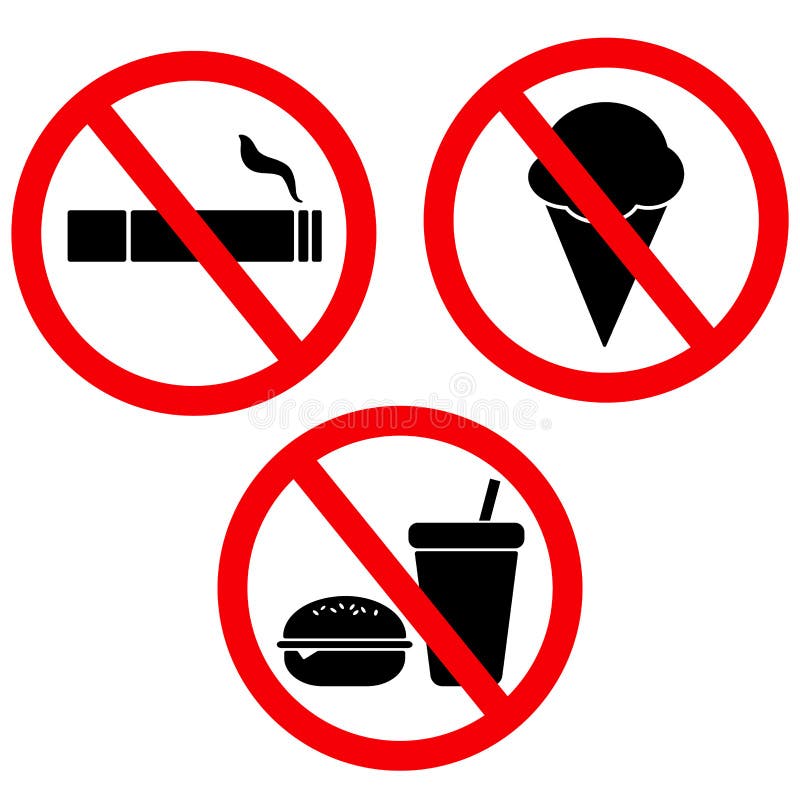 Set Sign No Food No Ice Cream No Smoke Stock Illustration ...