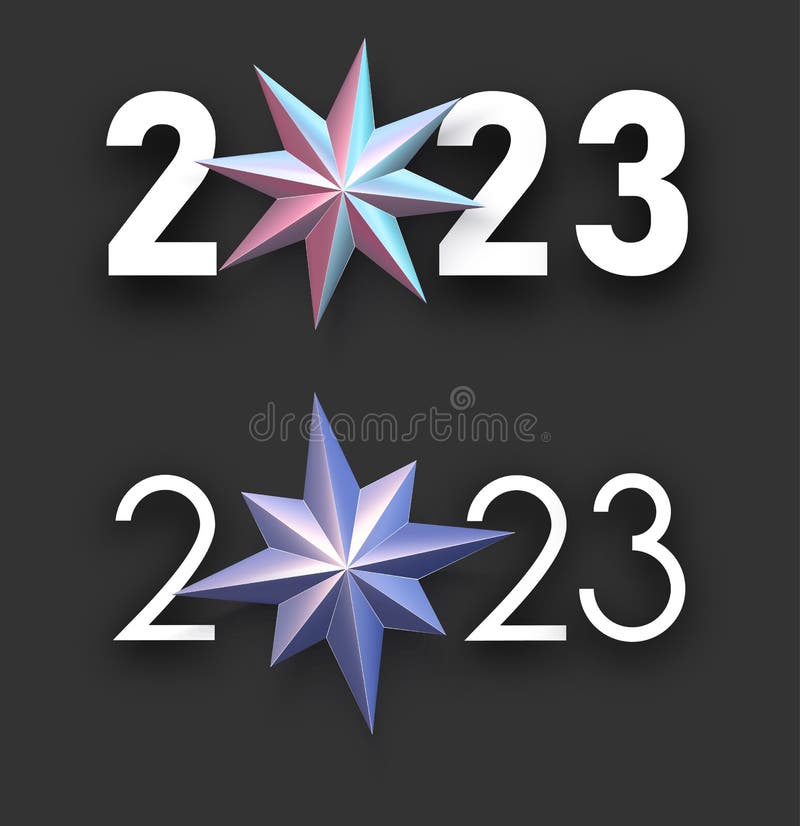 Set of 2023 sign with star stock vector. Illustration of number - 256345535