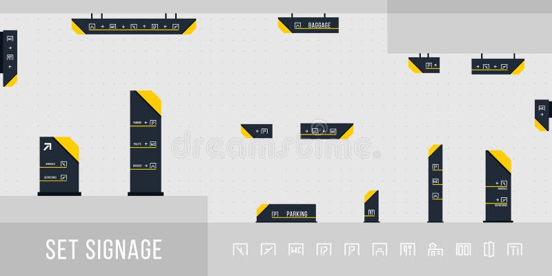 Set of signage. stock vector. Illustration of mall, mock - 181823303