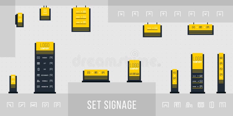 Set of signage. stock vector. Illustration of hanging - 182076849