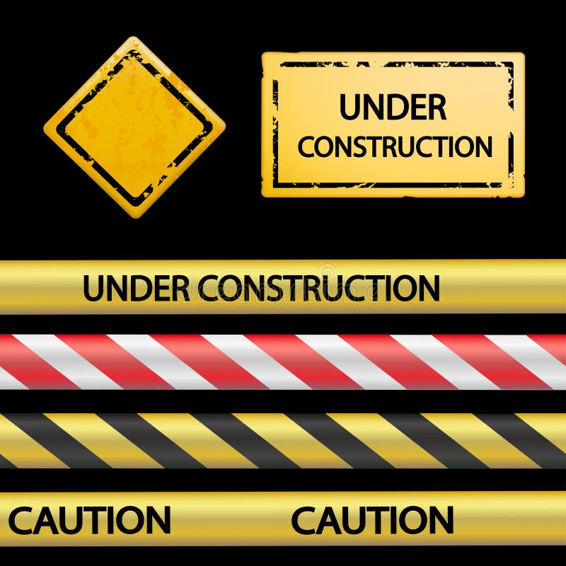 Set of Signal Tape and Warning Signs. Stock Vector - Illustration of ...