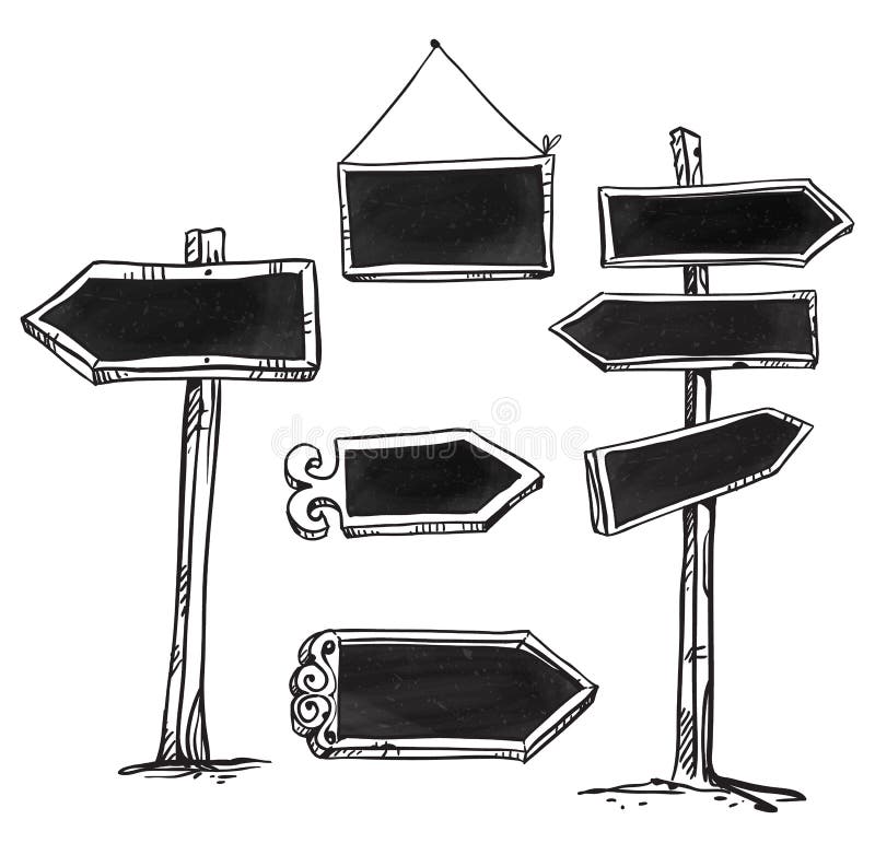 Set of Signboards, Hand Drawn. Stock Vector - Illustration of ...