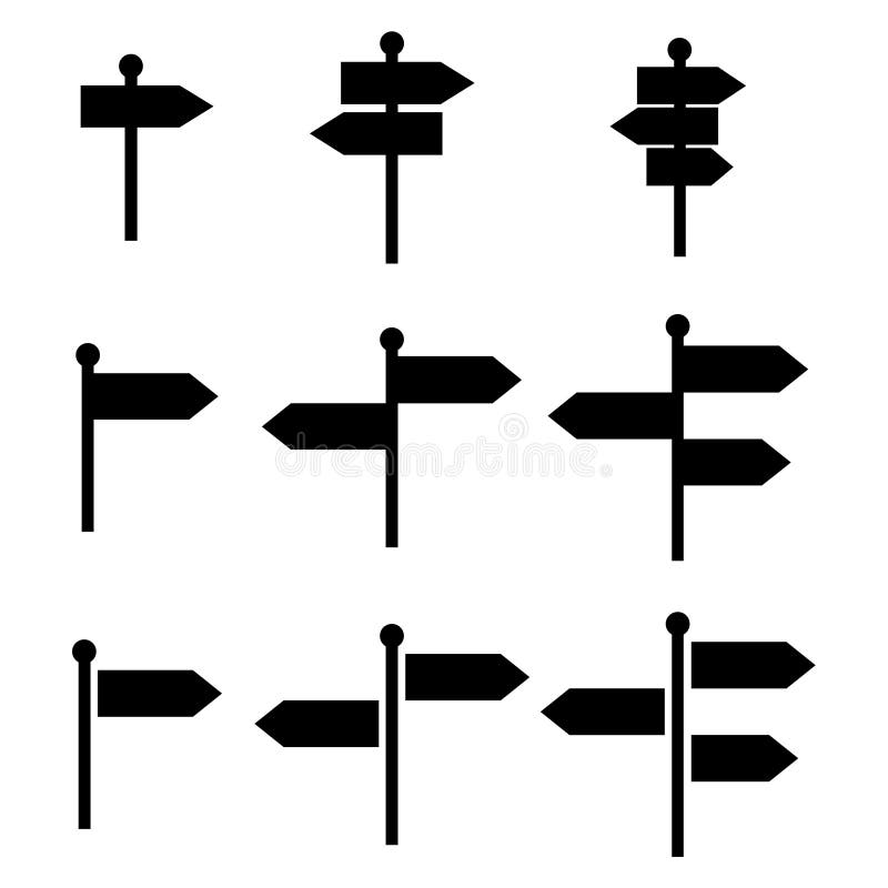 Collection of Road Signs. Vector Illustration Decorative Design Stock ...