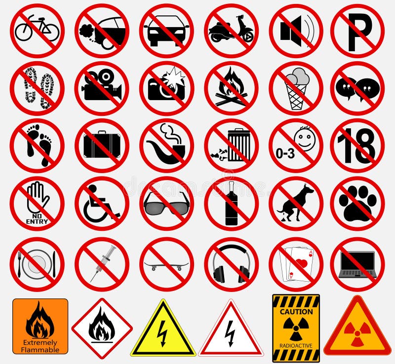 Prohibited signs stock vector. Illustration of icon, prohibited - 6195691