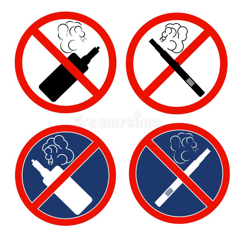 A Set of Signs with Electronic Cigarettes Prohibition of Soaring and a ...