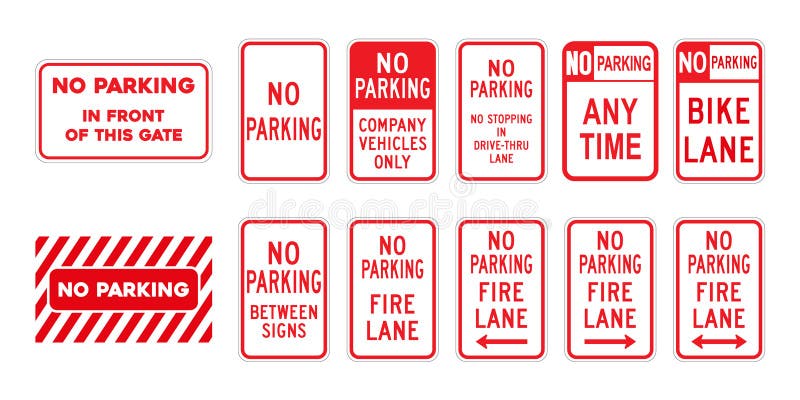 Set of Signs for Prohibited Parking Stock Illustration - Illustration ...