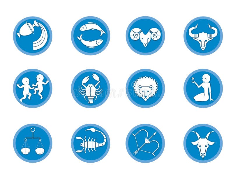 Set of 12 Signs of Zodiac. Horoscope. Prediction of the Future Stock ...