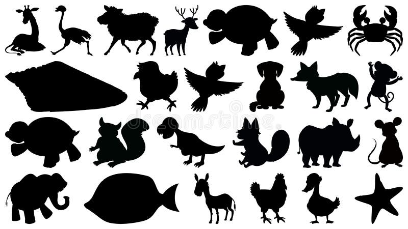 Set of Sihouette Isolated Objects Theme - Animals Stock Vector ...