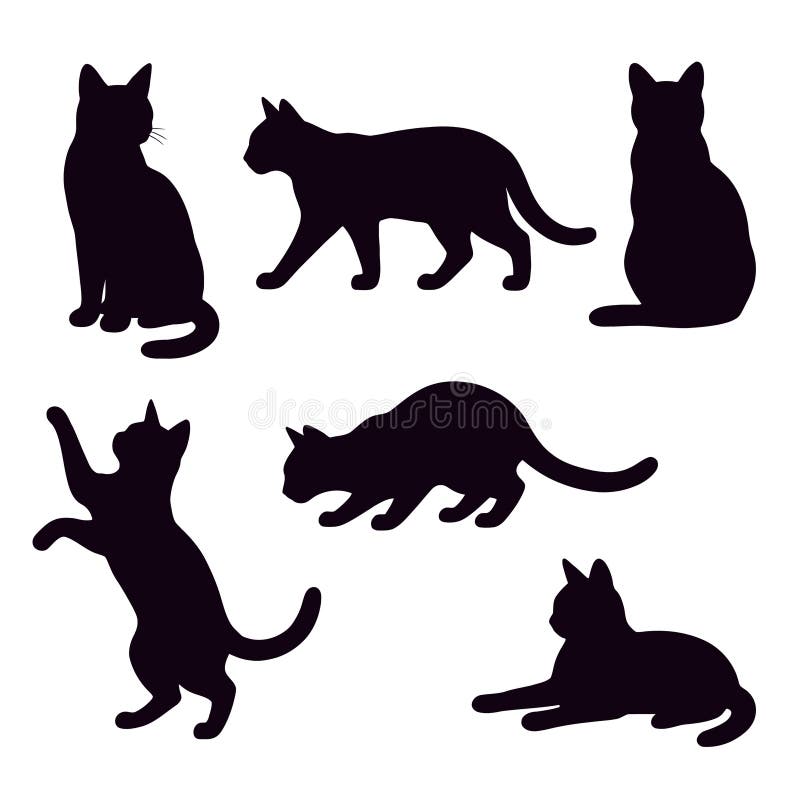Cat Different Poses Vector Set Stock Illustrations – 1,937 Cat ...