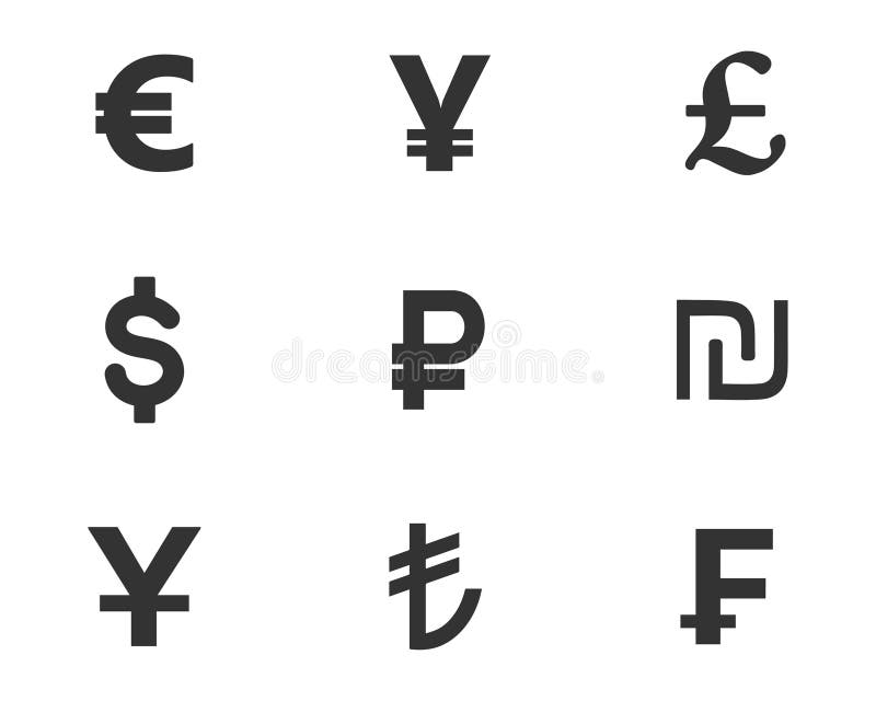Set of Silhouette Currency Coins Stock Vector - Illustration of money ...