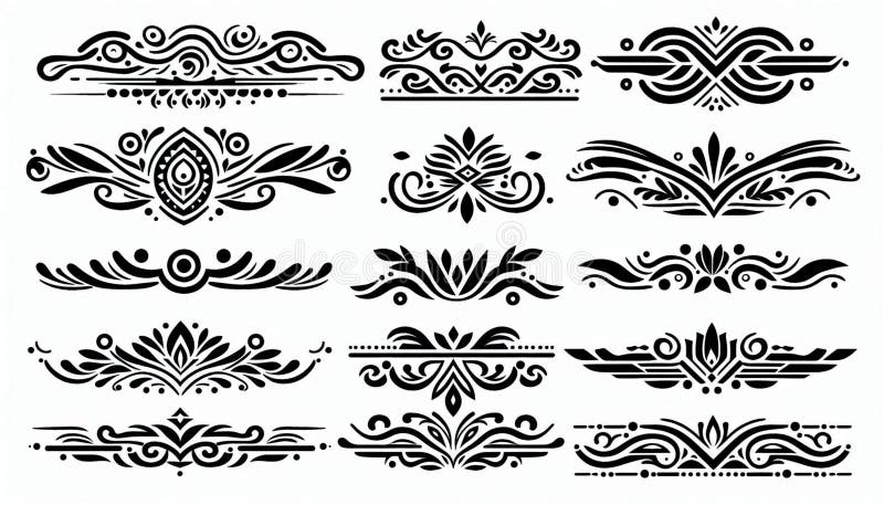 Set of Silhouette Decorative Elements Inspired by Inuit Art Style ...