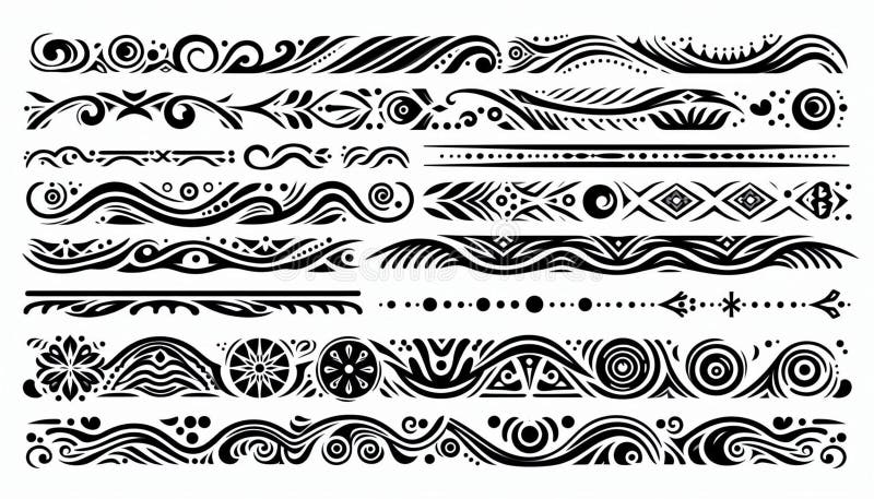 Set of Silhouette Decorative Elements Inspired by Inuit Art Style ...