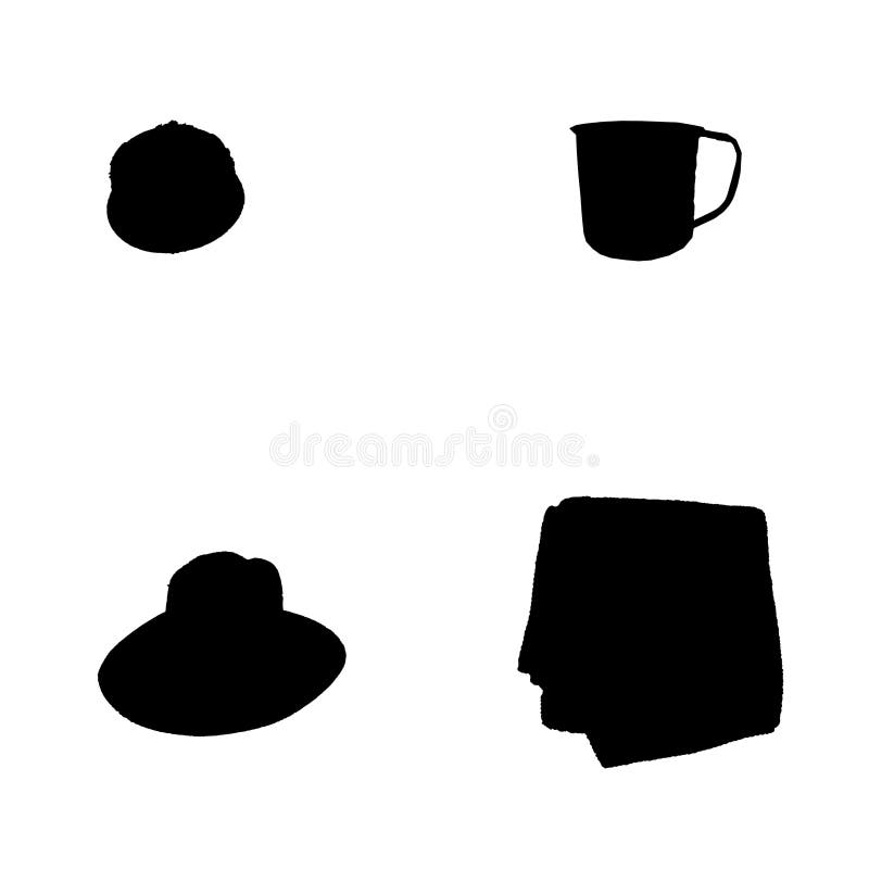 Set of 4 Silhouette Objects. Stock Vector - Illustration of circle ...