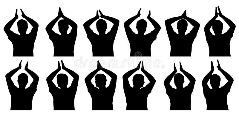 Set of Silhouettes of Applauding Man, Clapping Hands. Vector ...