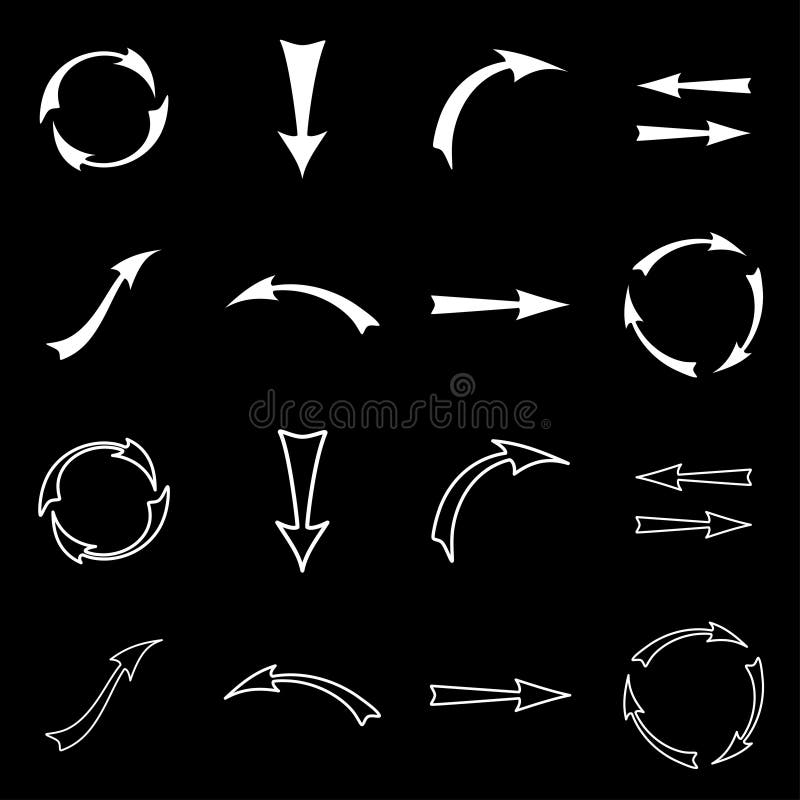 Set of silhouettes arrows. stock vector. Illustration of circle - 91097205