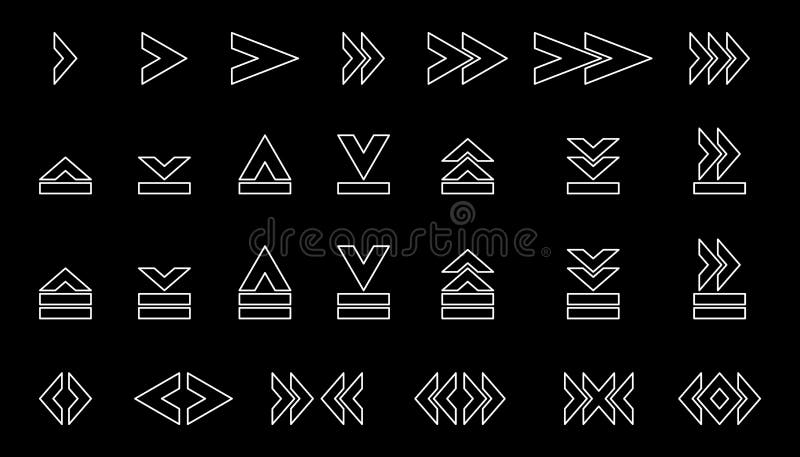 Set of silhouettes arrows. stock vector. Illustration of circle - 91097353
