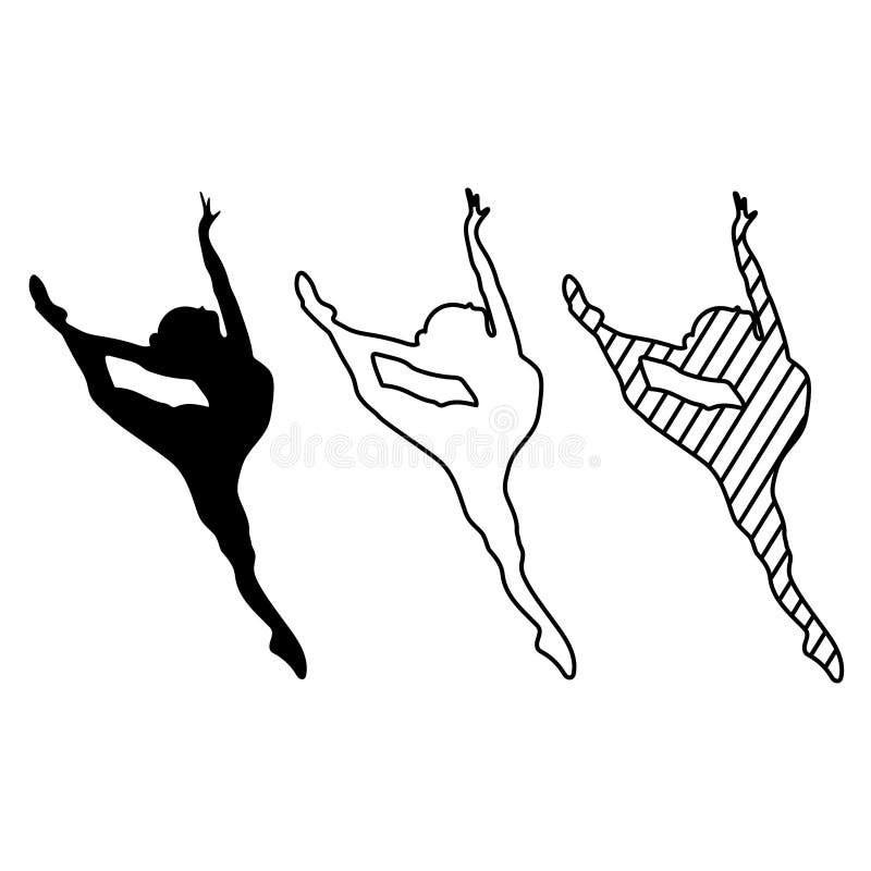 Set of Silhouettes of a Ballerina, a Dancing Girl. Isolated Vector ...