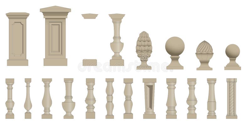 Balcony In Roman Architectural Style With Balustrade And Portico Stock ...