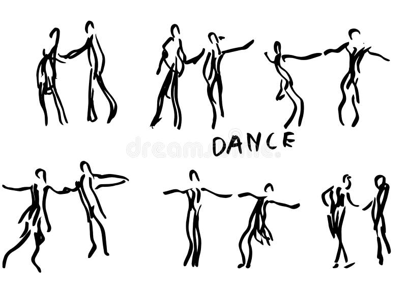 A Set of Silhouettes of Dancing Girls. Abstract Image. Drawn by Hand ...