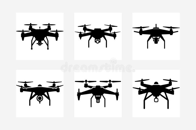 Set of Silhouettes of Drone Stock Vector - Illustration of abstract ...
