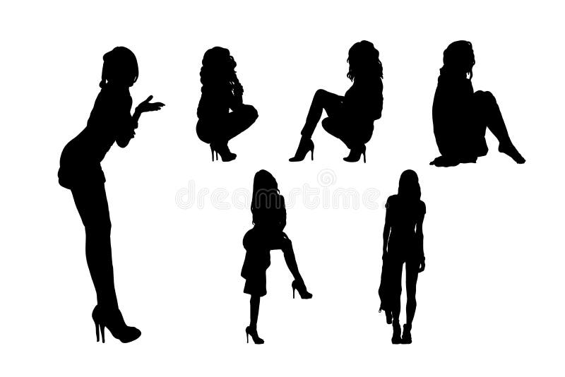 Set of Silhouettes of Female Models Vector Design Stock Vector ...