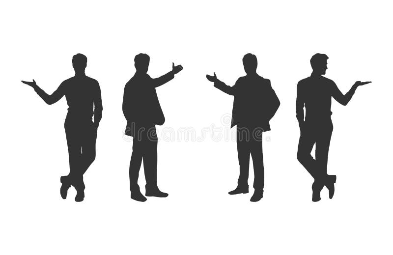 Set of Silhouettes of Men with an Outstretched Arm Stock Vector ...