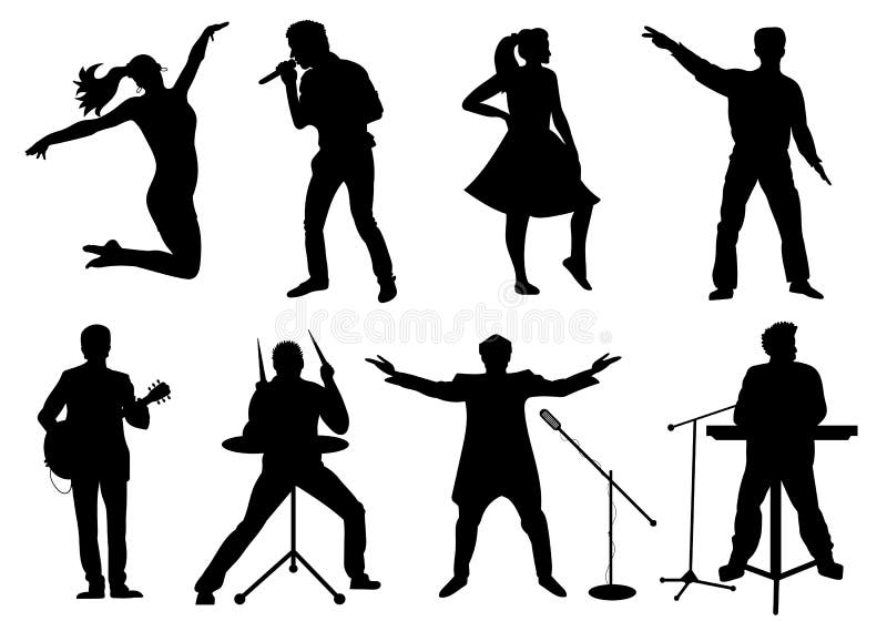 Silhouettes of musicians stock vector. Illustration of musician - 7029916
