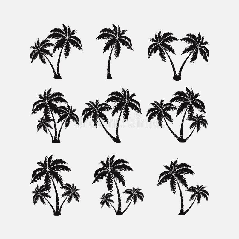 Set of Silhouettes of Palm Trees, Exotic Symbol, Realistic Style Stock ...