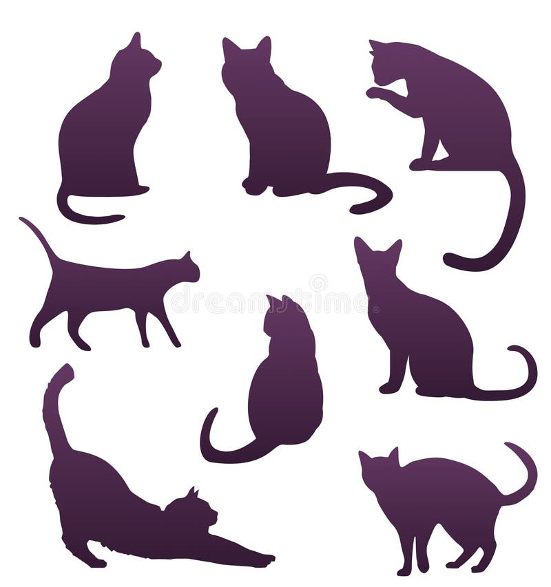 Set of Silhouettes of Random Cats Stock Vector - Illustration of logo ...