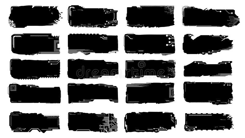 Set of Silhouettes Rectangular Design Elements in Tech Style Isolated ...